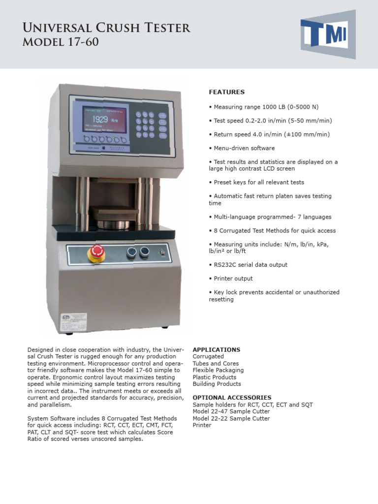 17 60 Universal Crush Tester | PDF | Computing