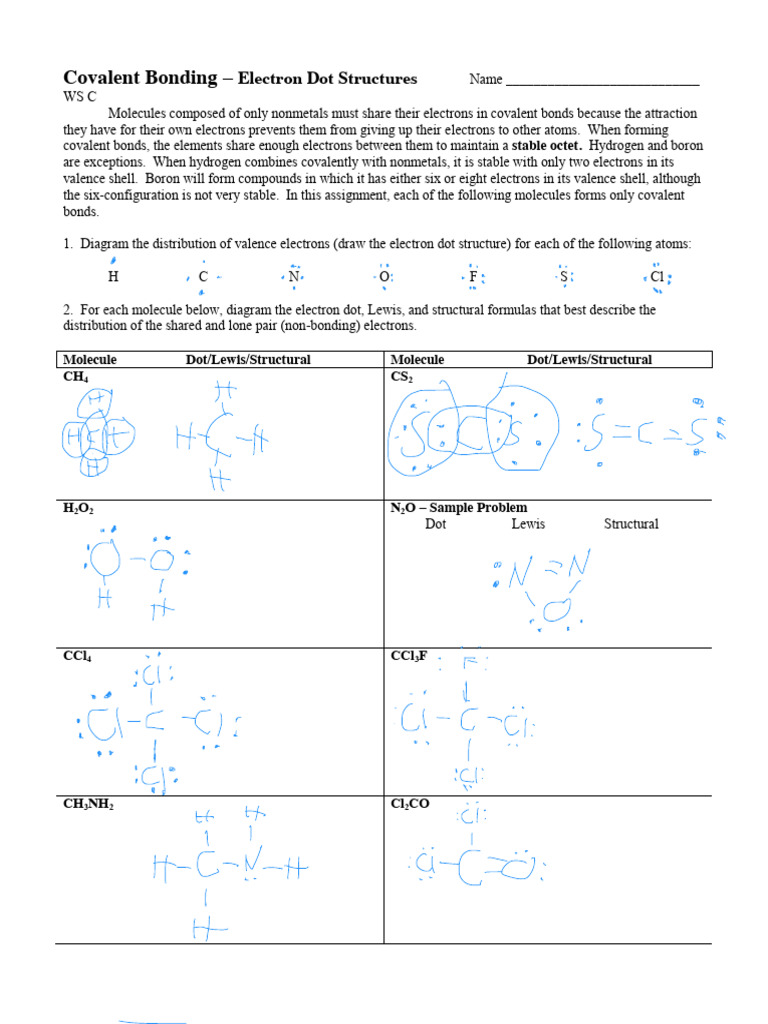 Covalent Bonding Dot Structures | PDF