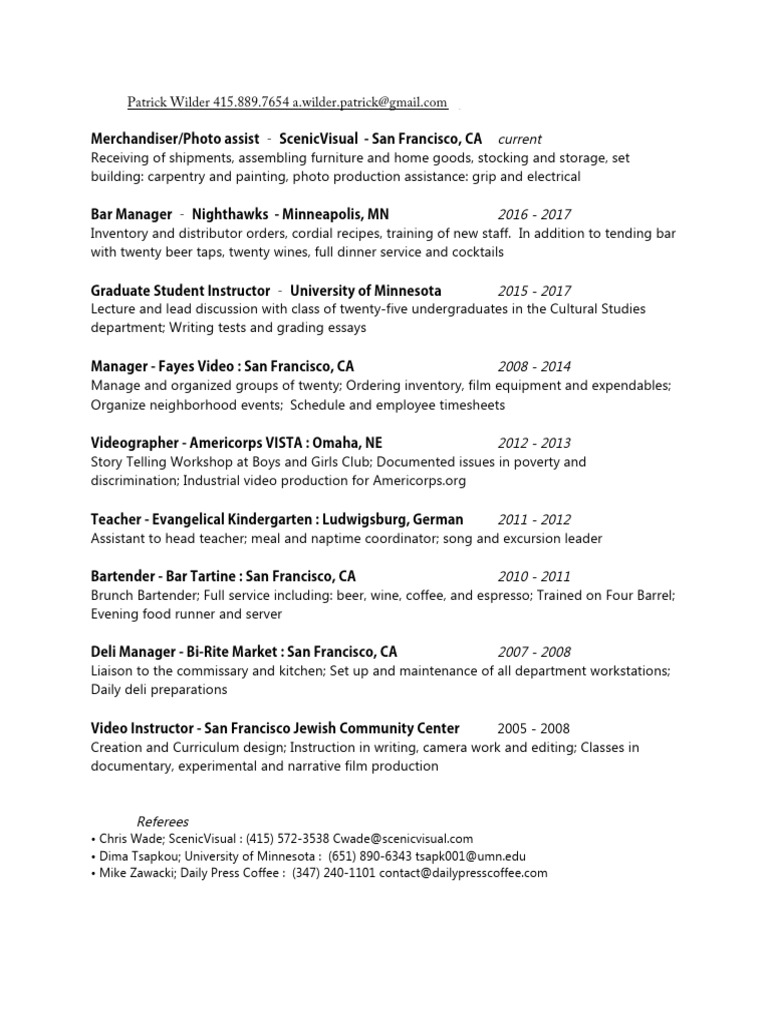 Example of Service Resume | PDF