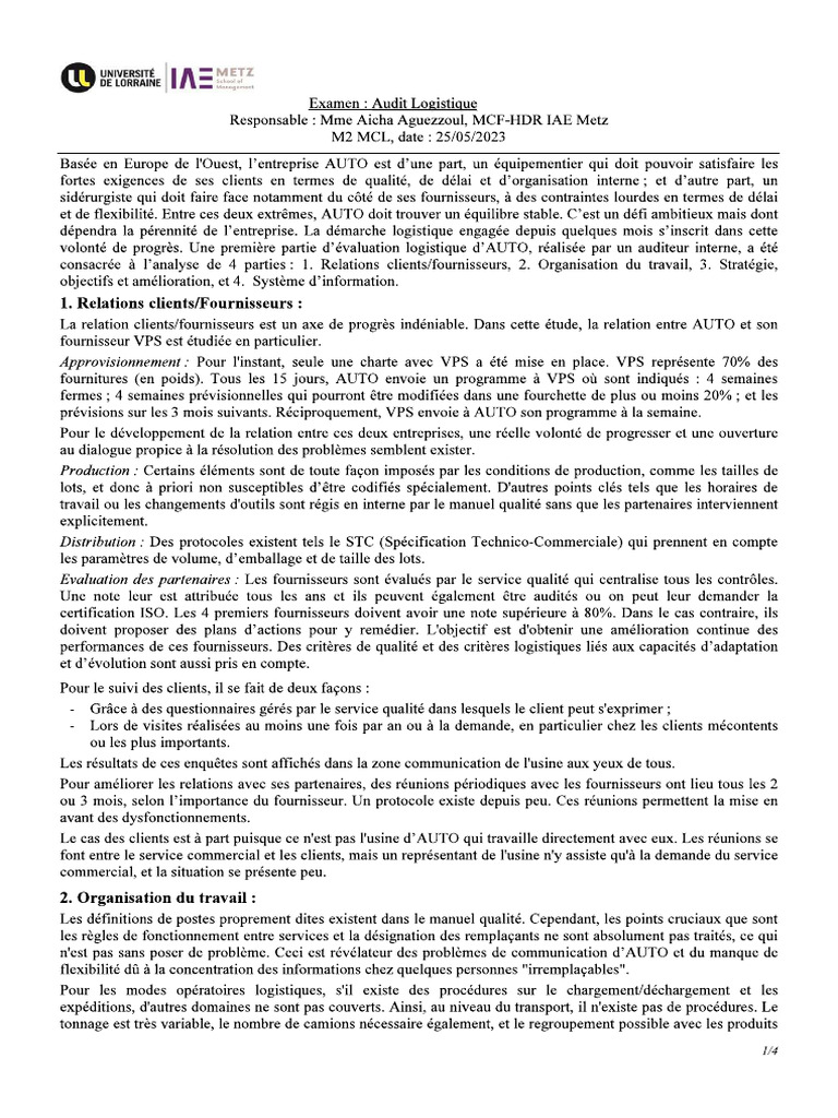 Examen Audit Log M2 MCL 2022-23 | PDF