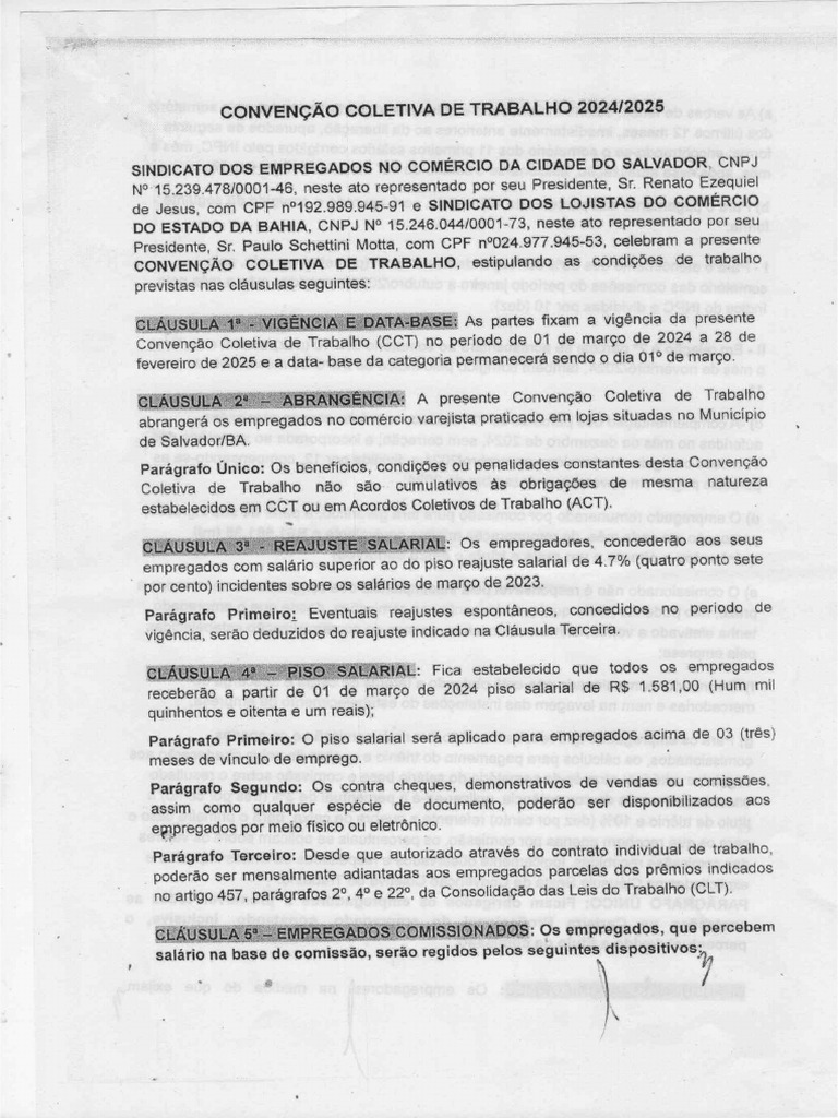 CCT 2024-2025 Lojistas de Salvador | PDF