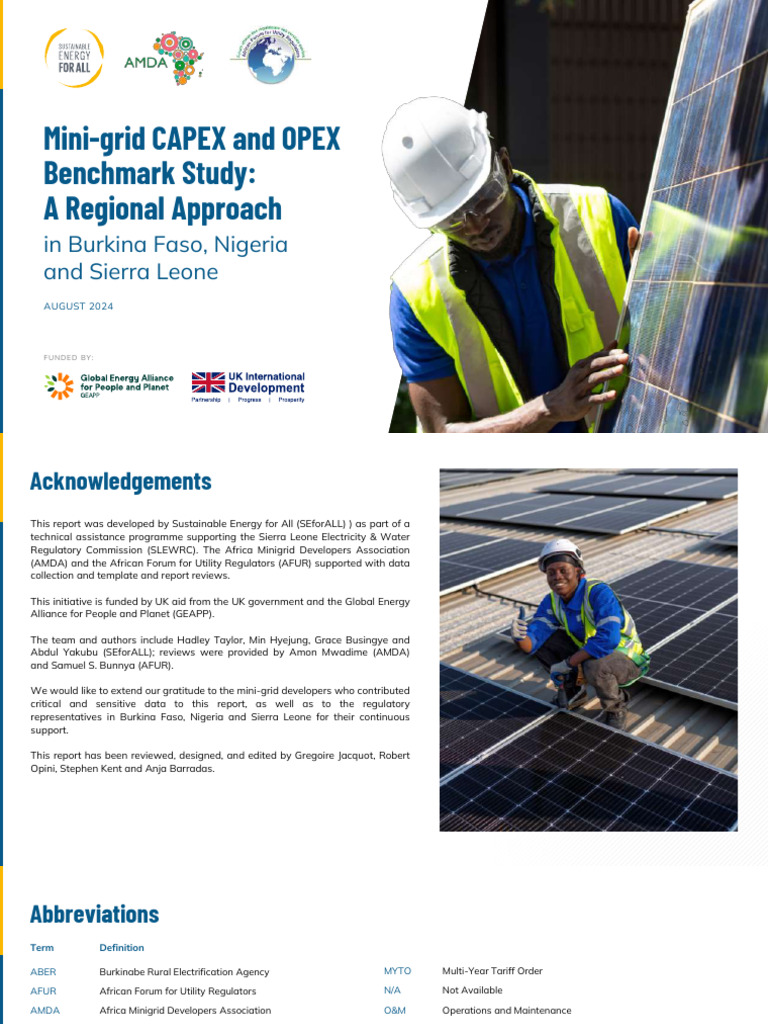 Mini-Grid CAPEX and OPEX Benchmark Study | PDF | Capital Expenditure ...