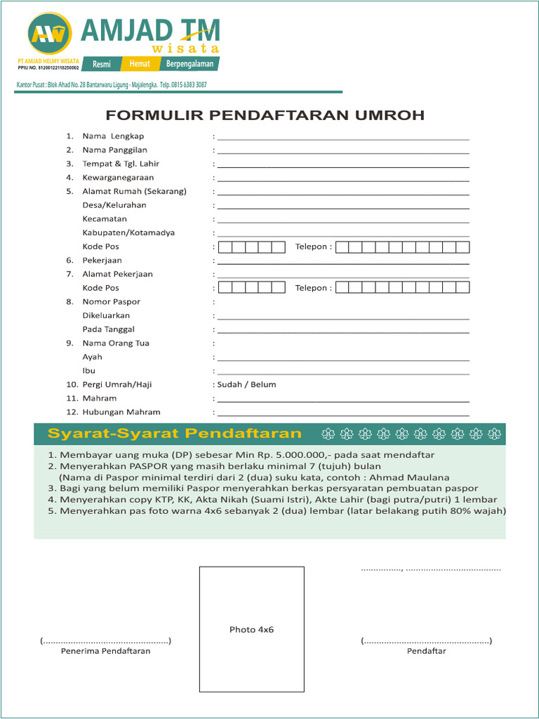 Formulir Amjad TM Pusat | PDF