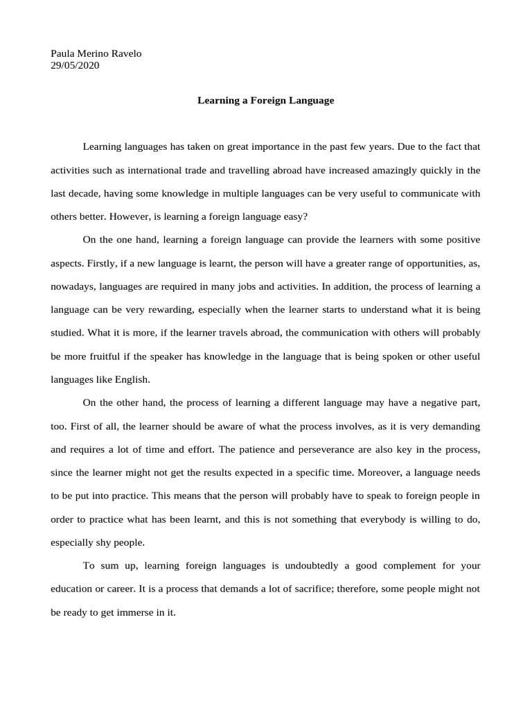 Learning A Foreign Language. | PDF
