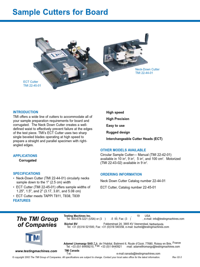 22-44-Sample-Cutters-Board and 22-45 ECT Cutter | PDF | Delaware