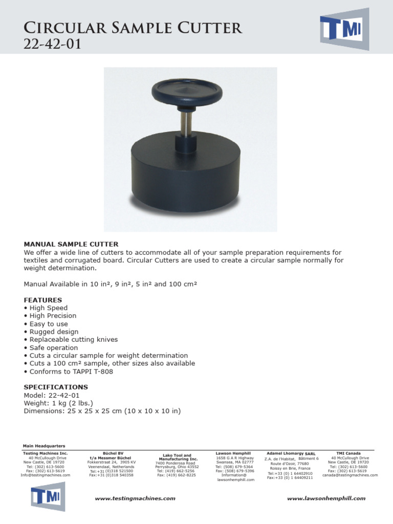22-42 Circular Sample Cutter | PDF | Technology & Engineering