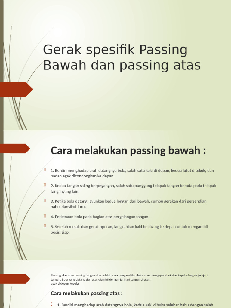 Gerak Spesifik Passing Bawah Dan Passing Atas | PDF | Olahraga & Rekreasi