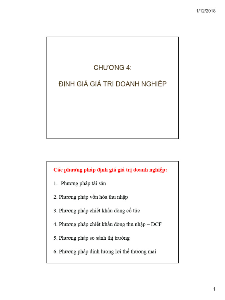 CHƯƠNG 4 - Dinh Gia Doanh Nghiệp.pdf · Phiên Bản 1 | PDF