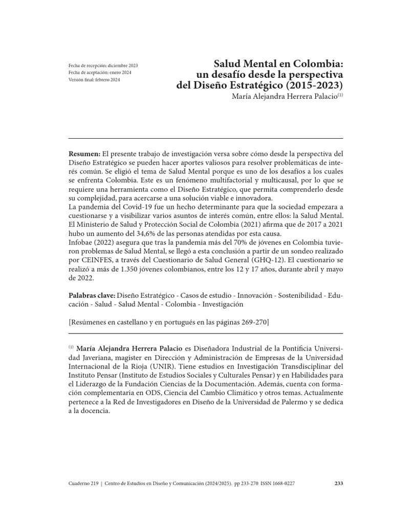 11138-Texto Del Artículo-35193-1-10-20240422 | PDF | Salud mental | Diseño