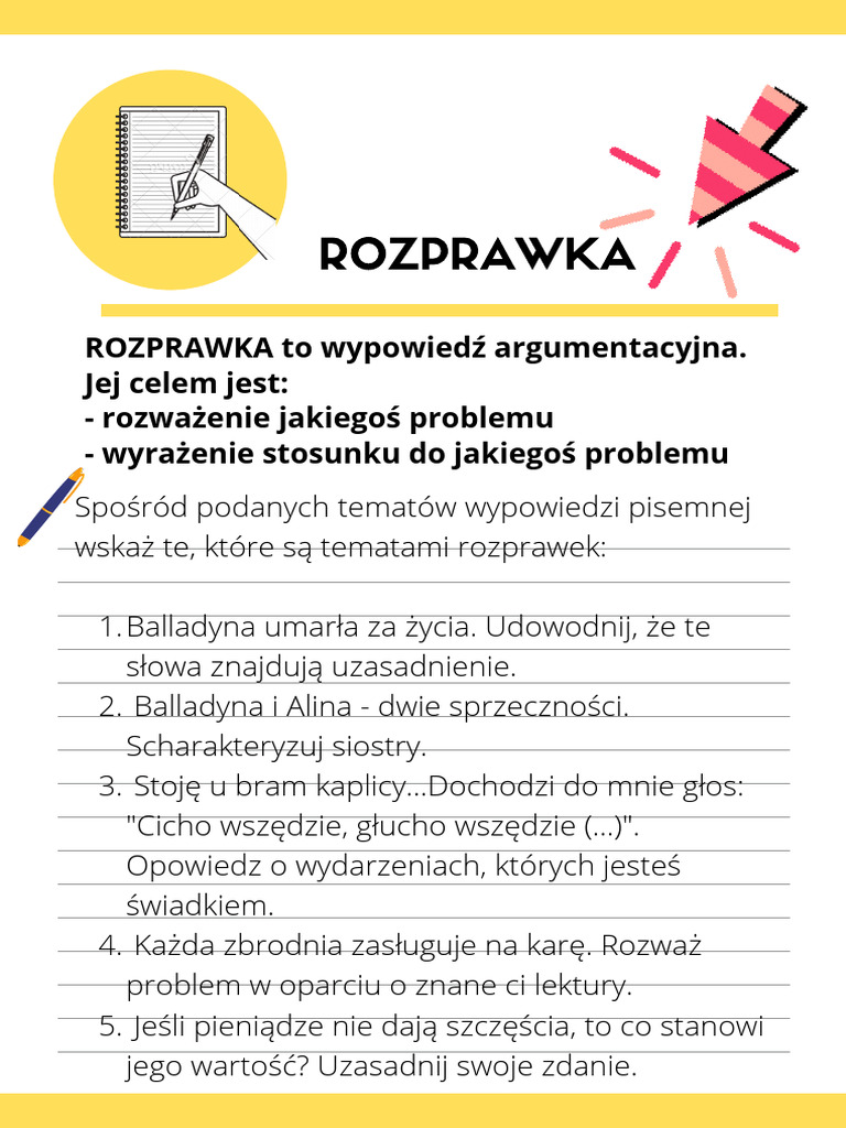 Rozprawka, Klasa 7 | PDF