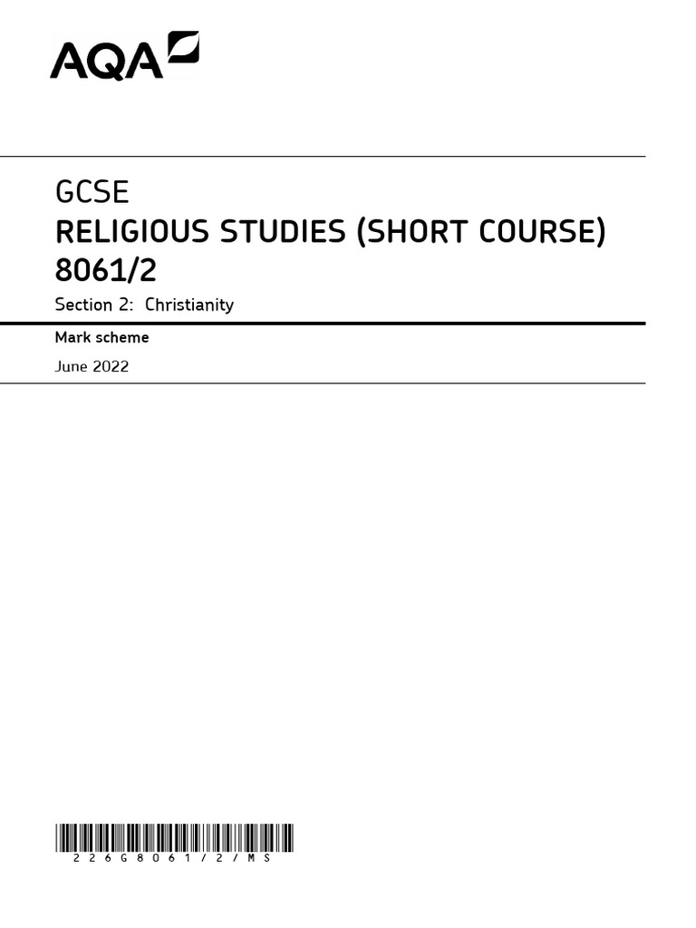 Christianity Paper 1 Mark Scheme | PDF | God | God The Father