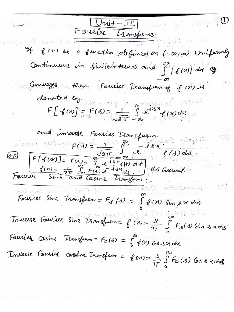 Maths 3 Fourier Transform Pdf