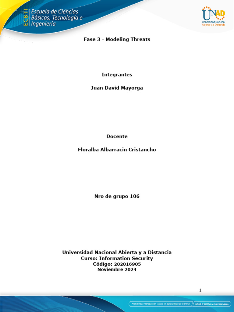 Tarea 3 Modeling Threats - Information Security - Grupo 106 - Juan Mayorga | PDF | La seguridad ...