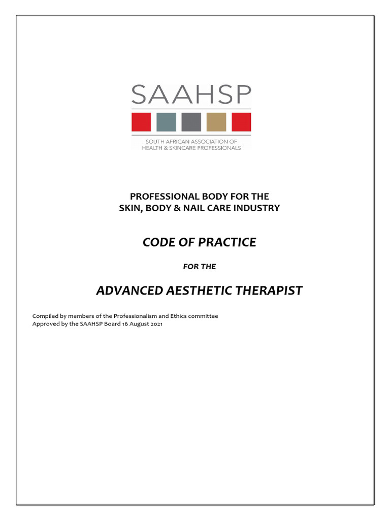 Code of Practise For Advanced Aesthetic Therapist | PDF | Botulinum Toxin | Laser
