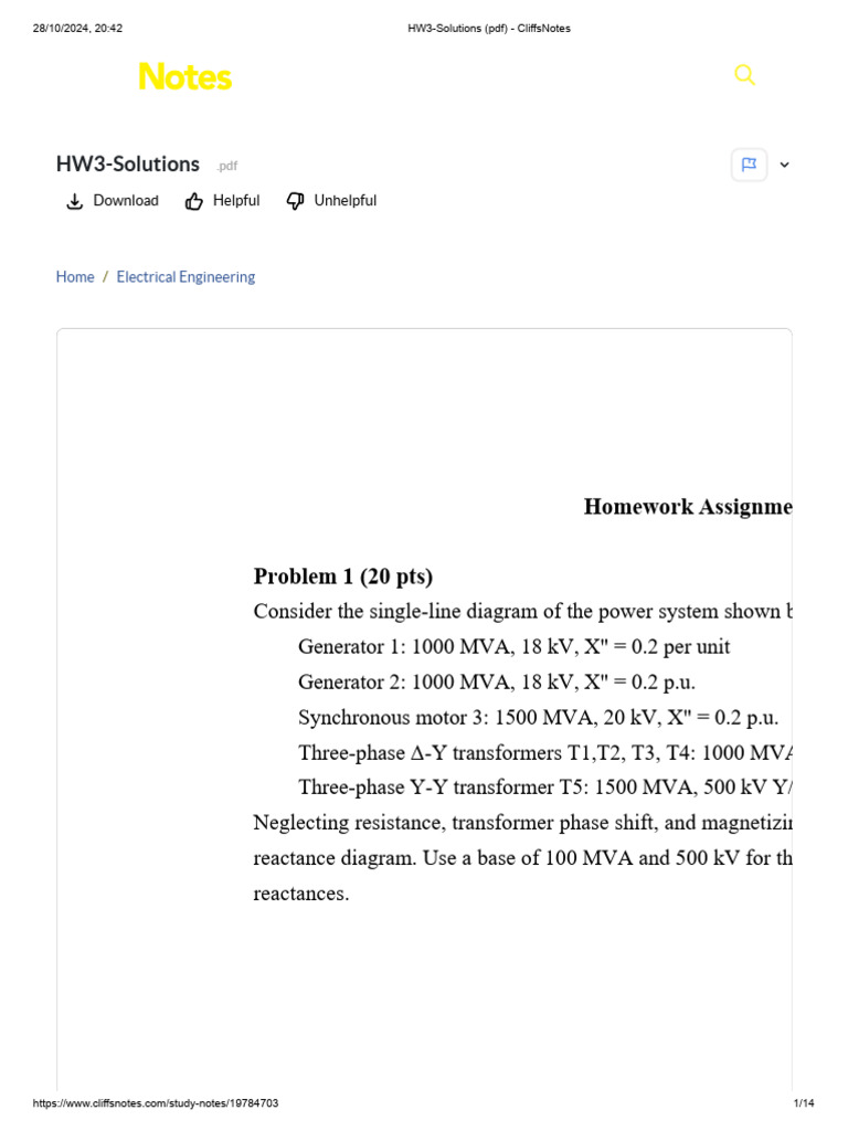HW3-Solutions (PDF) - CliffsNotes | PDF | Transformer | Physical Quantities