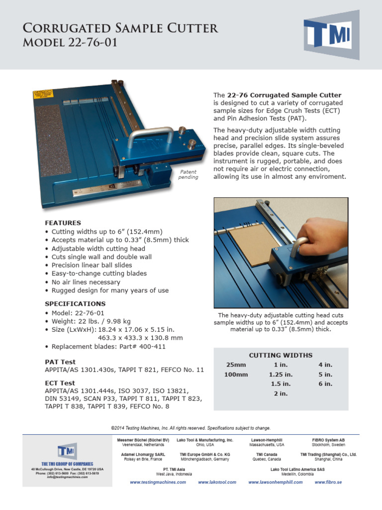 Precision Corrugated Sample Cutter 22-76 | PDF