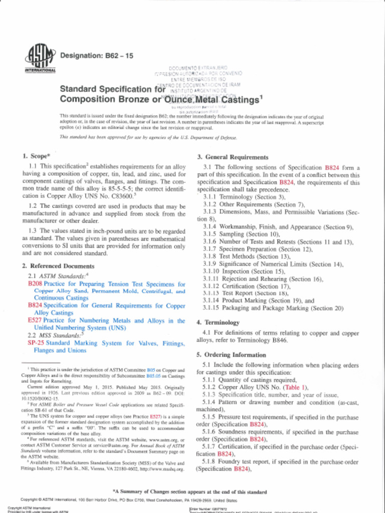 Astm - B62 - 15 | PDF