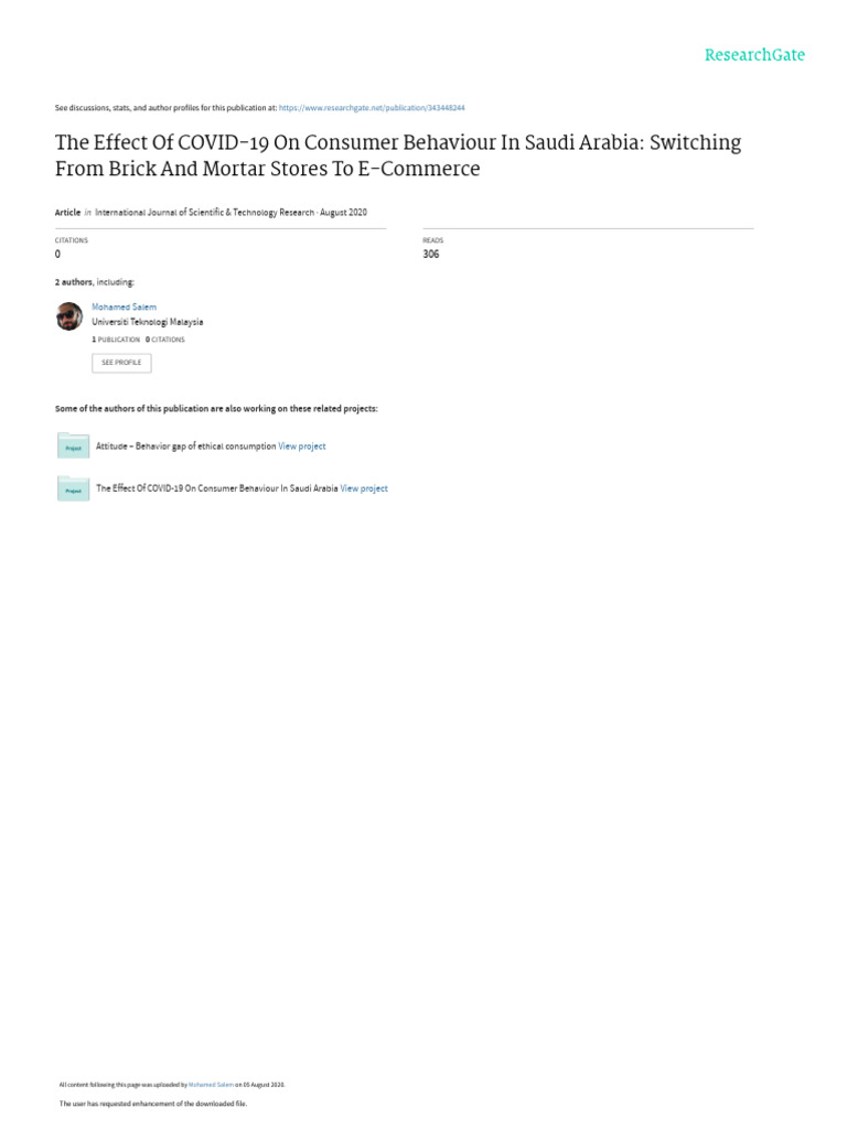 The Effect of Covid 19 On Consumer Behaviour in Saudi Arabia Switching ...