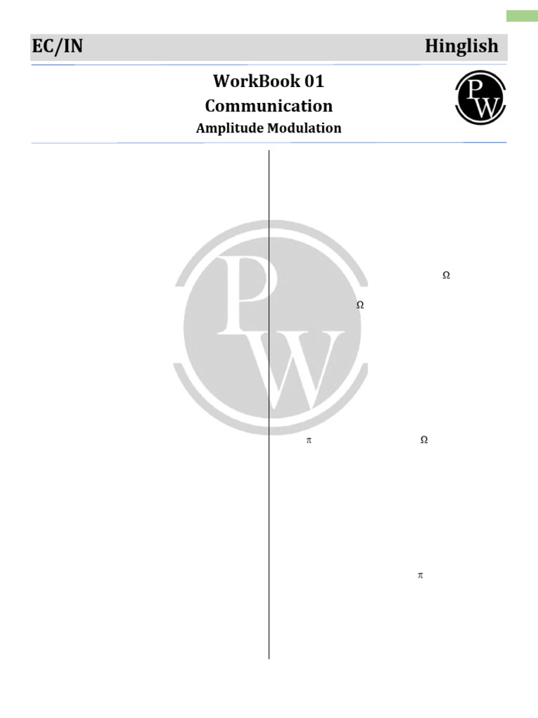 Amplitude Modulation Workbook Exercises | PDF | Modulation | Bandwidth ...