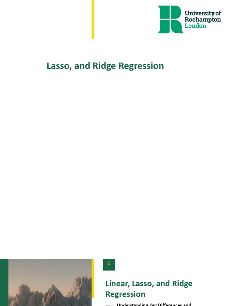 Week 2 Lasso and Ridge Regression | PDF | Linear Regression | Errors ...