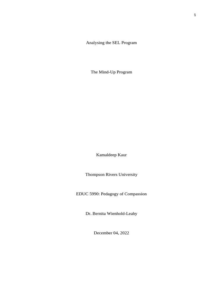 Analyzing The SEL Program | PDF | Mindfulness | Teachers