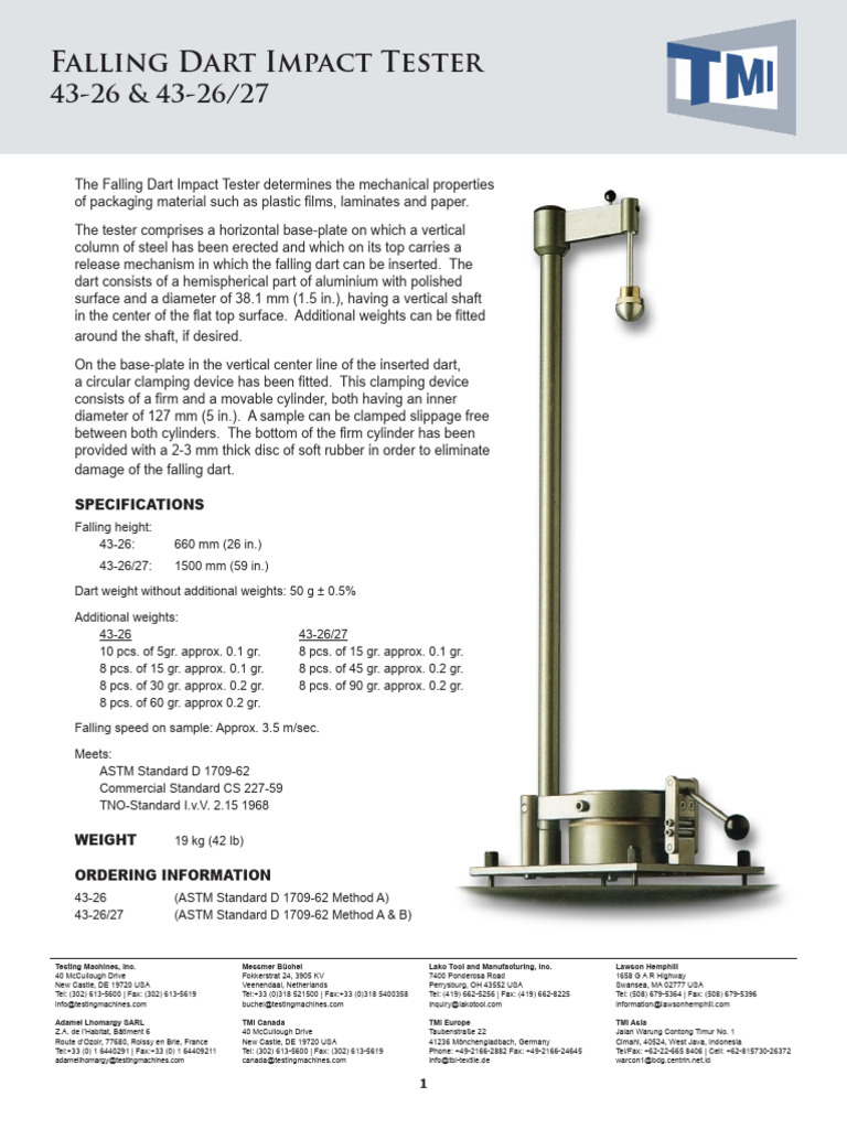 Falling Dart Impact Tester Overview | PDF