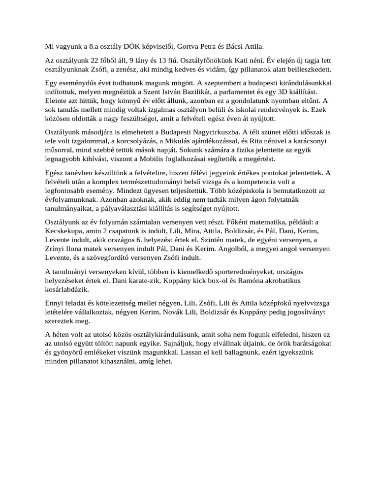 8a DOK Napi Beszed | PDF