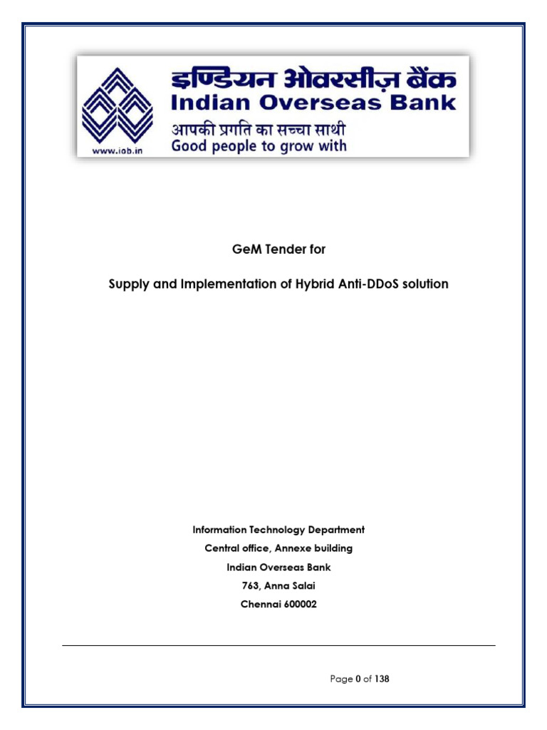 Gem Tender For Supply and Implementation of Hybrid Anti-Ddos Solution | PDF | Business