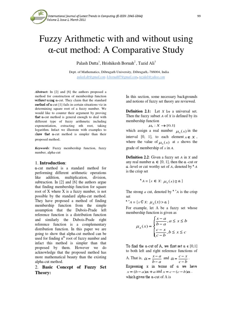 Fuzzy Arithmetic: α-Cut Method Analysis | PDF | Fuzzy Logic | Function (Mathematics)