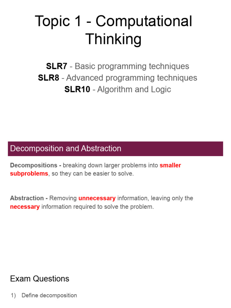 FC Topic 1 - Computational Thinking | PDF | Computer Programming | Theoretical Computer Science