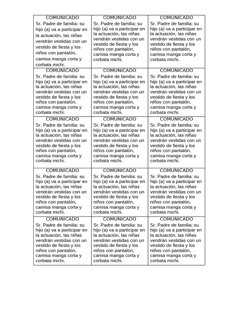 Comunicado v2 | PDF | Camisa | Ropa