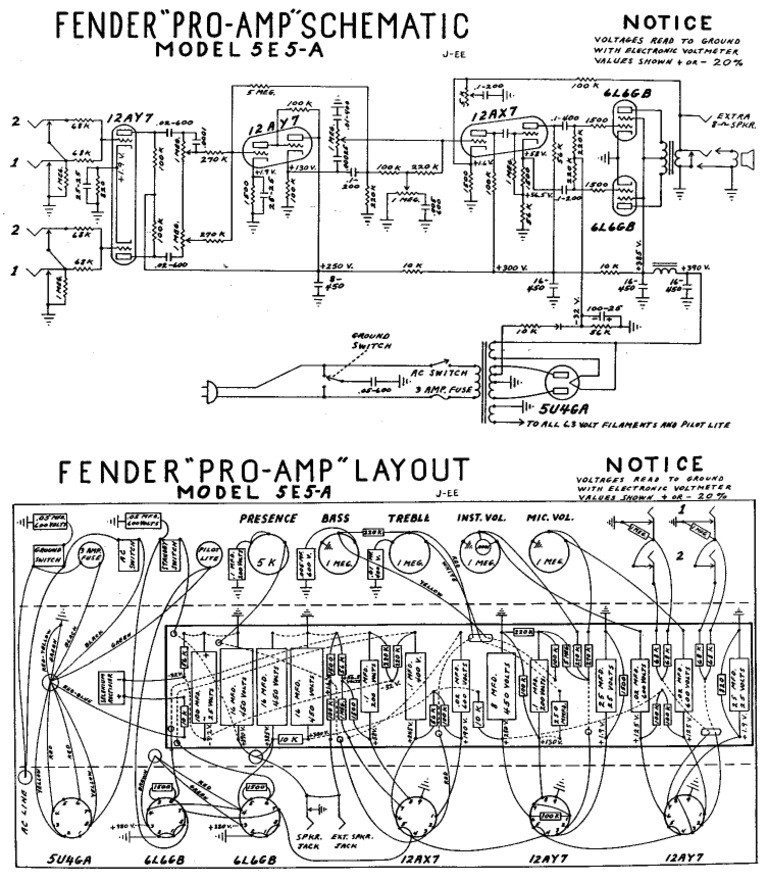 Fender Pro 5E5A Schematic | PDF
