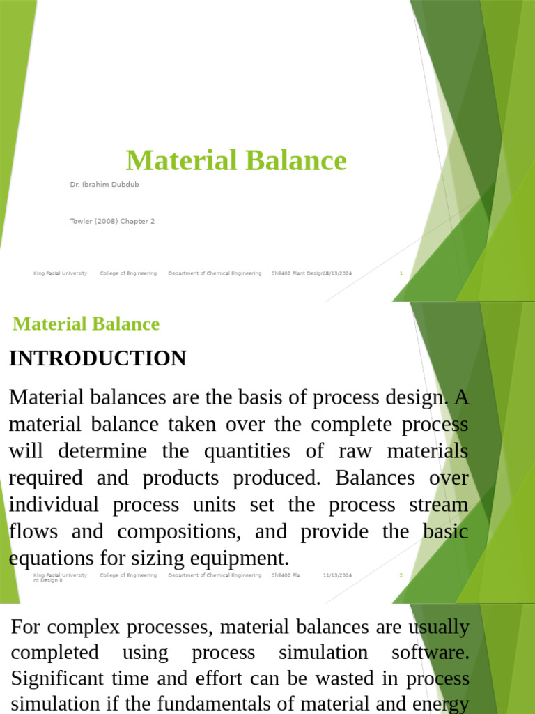 1-Material Balance | PDF | Chemical Reactor | Physical Sciences