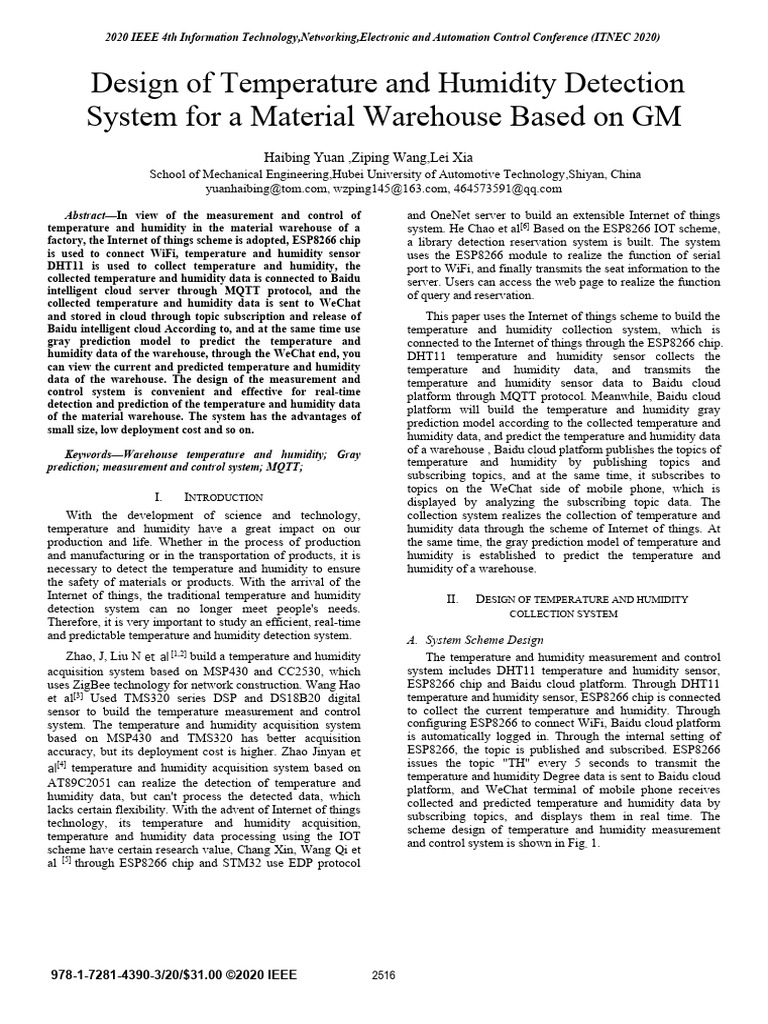 Design of Temperature and Humidity Detection System For A Material Warehouse Based On GM | PDF ...