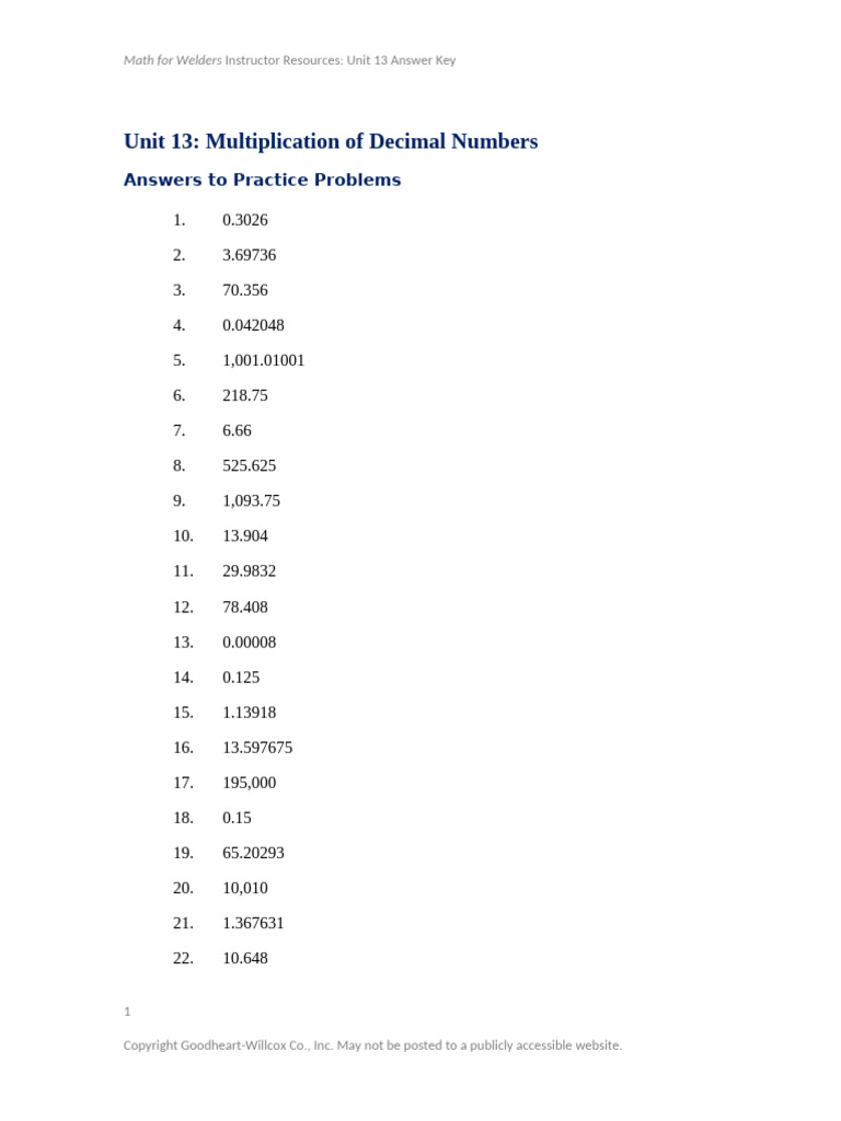 Unit13 Answerkey | PDF