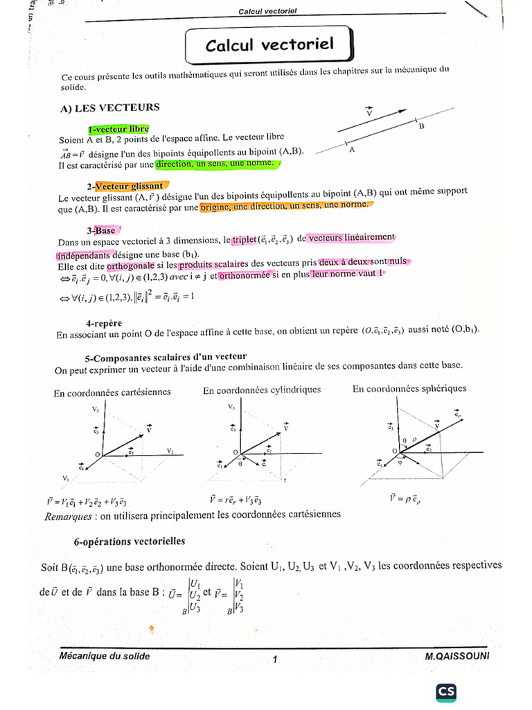 Calcul Vectoriel | PDF