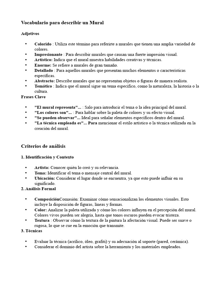 Guía para Describir Murales | PDF | Pinturas | Creatividad