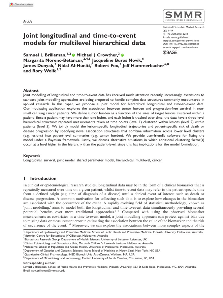 Joint Longitudinal and Time-To-Event Models For Multilevel Hierarchical ...