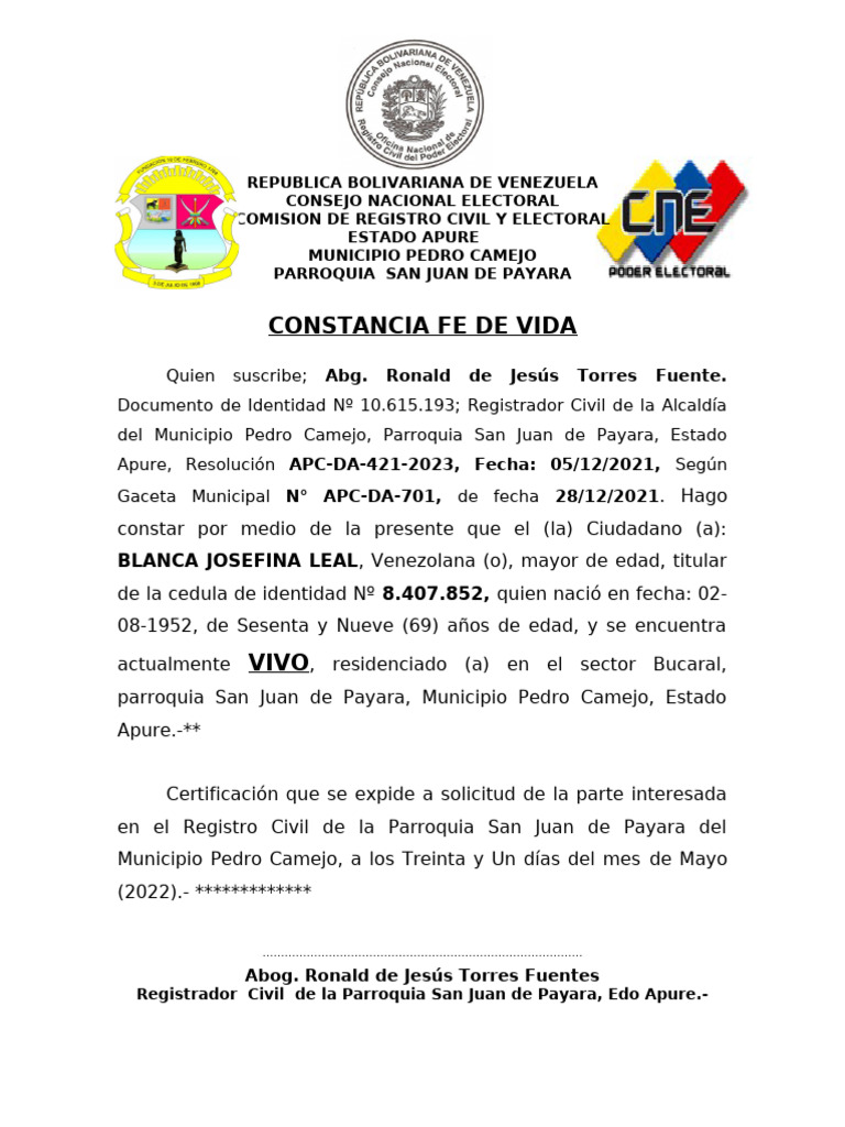 Fe De Vida Por Internet: Pedir Certificado De Fe De Vida – RVZQ