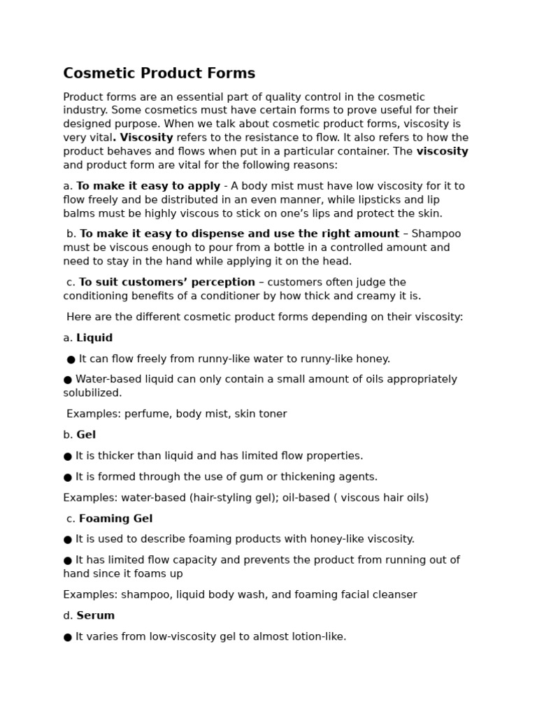 Understanding Cosmetic Product Forms | PDF | Emulsion ...