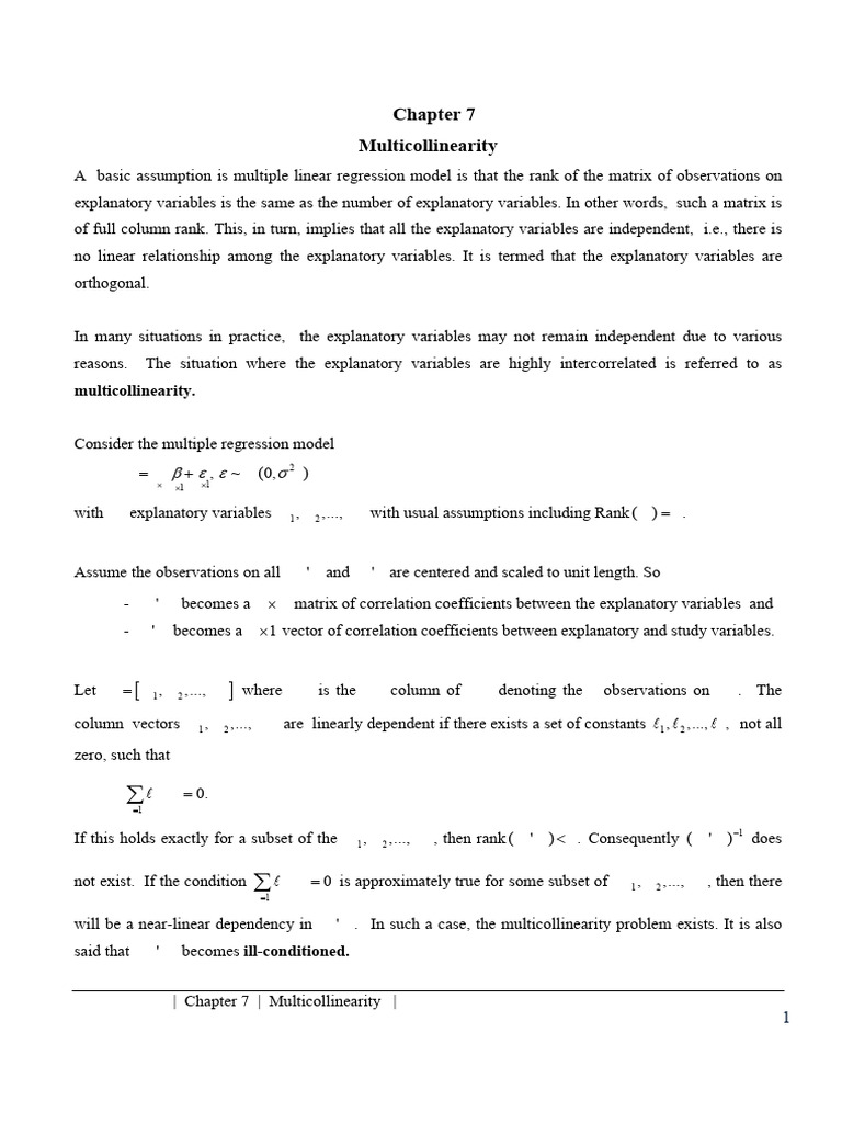 Chapter7 Econometrics Multicollinearity Pdf Multicollinearity