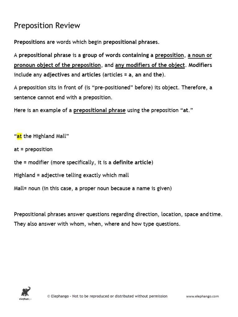 10496-Preposition Quick Review Guide Portrait | PDF