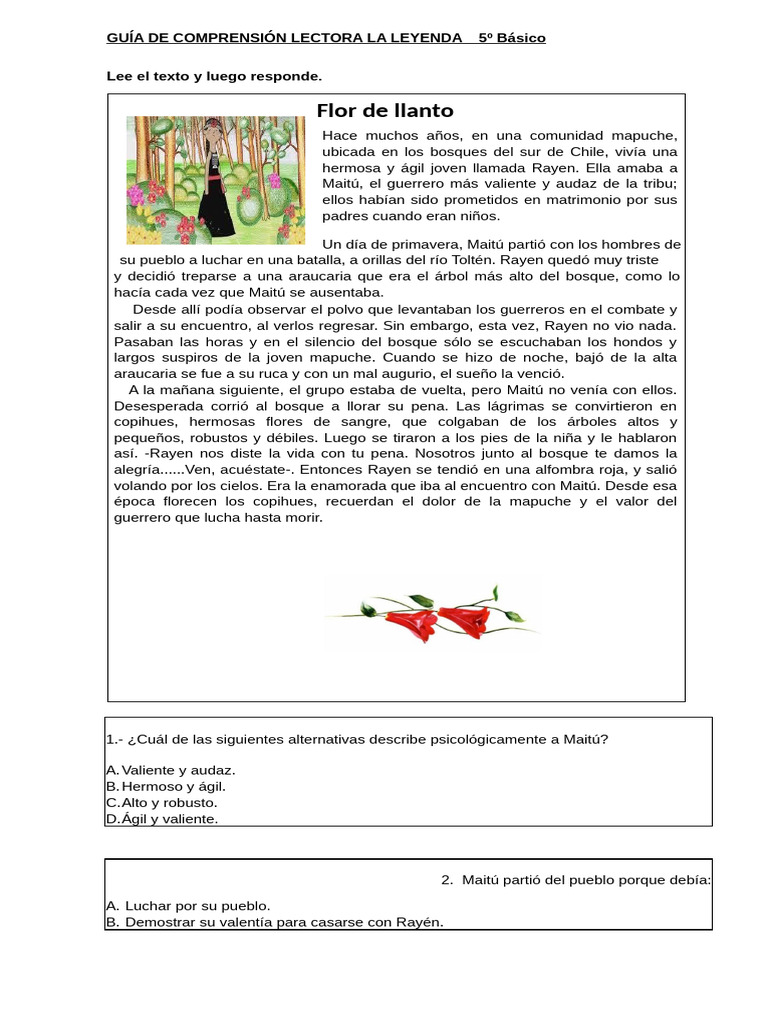 Prueba Comprension Lectora de La Leyenda | PDF