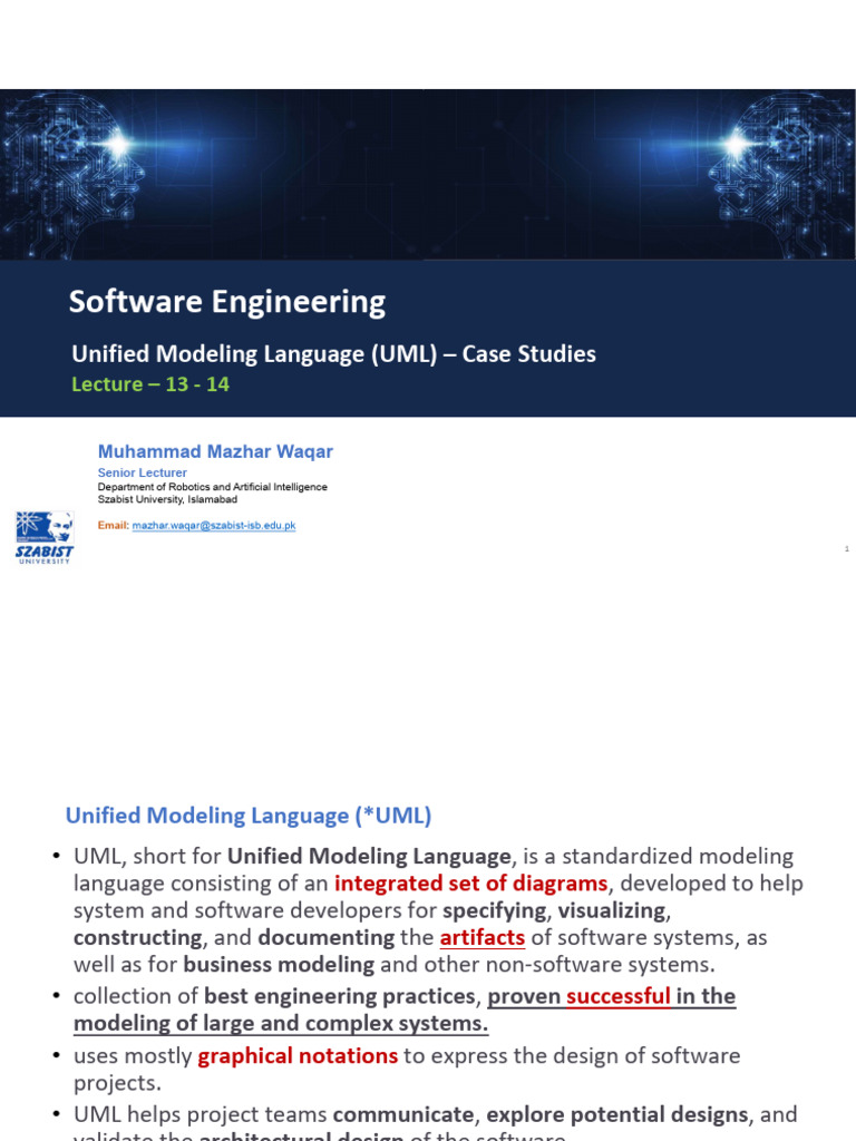 SW ENGG Lecture 13 14 UML Case Studies 1 | PDF | Use Case | Unified Modeling Language