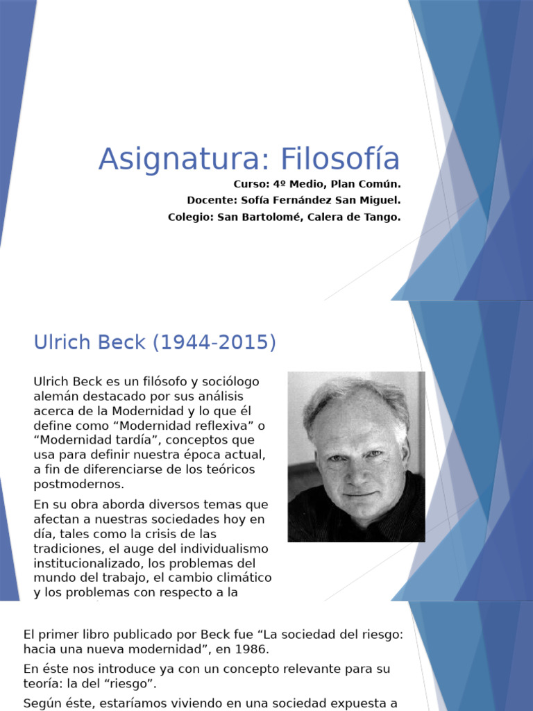 Ulrich Beck: Modernidad y Riesgo Social | PDF | Sociedad | Globalización