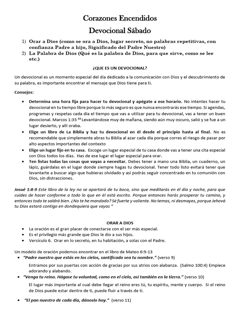 Guía Devocional: Oración y Palabra | PDF | Oración | orador del Señor