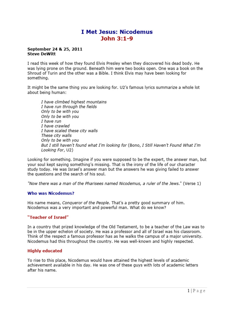 I Met Jesus Nicodemus 1560963029 | PDF | Born Again | Jesus