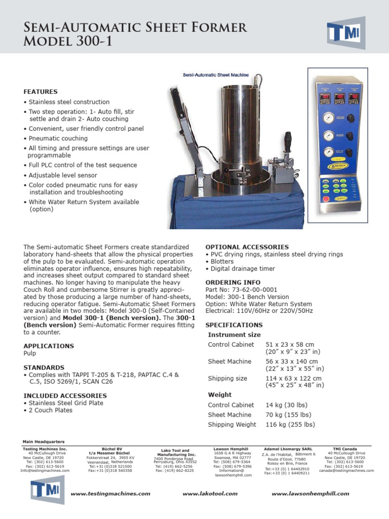 Semi-Automatic Sheet Former 300-1 | PDF