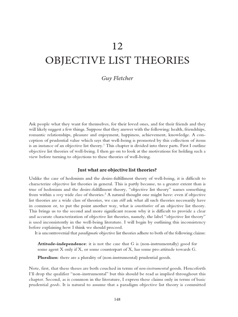 Objective List Theories | PDF | Well Being | Hedonism