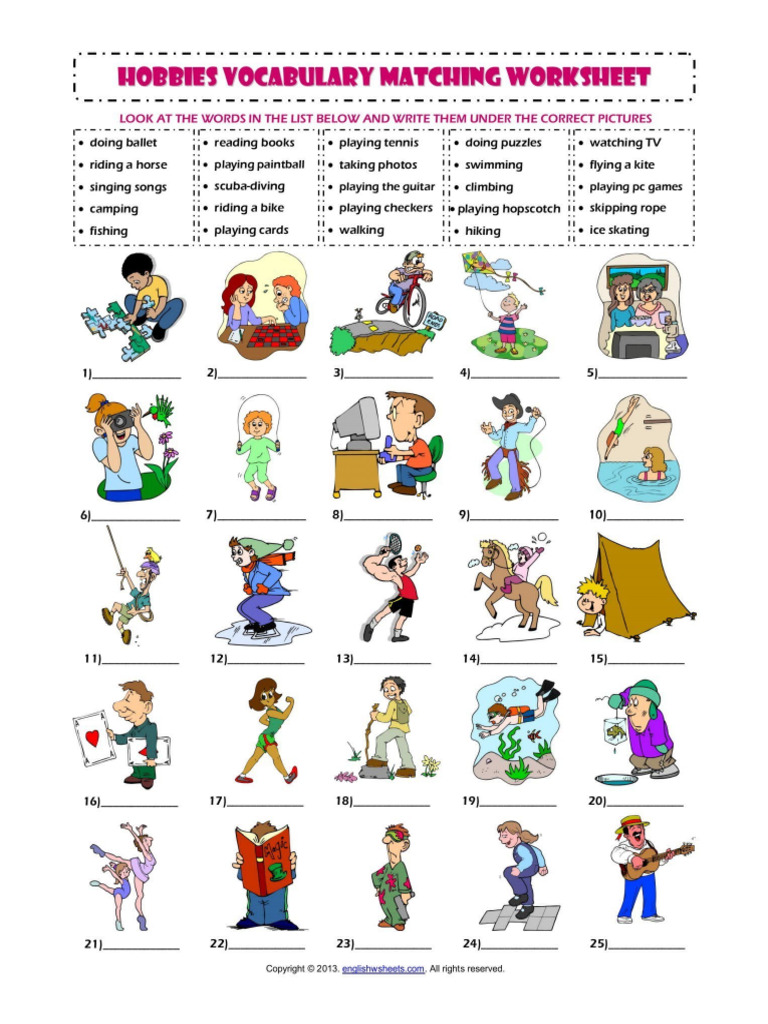 Activities Vocabulary | PDF